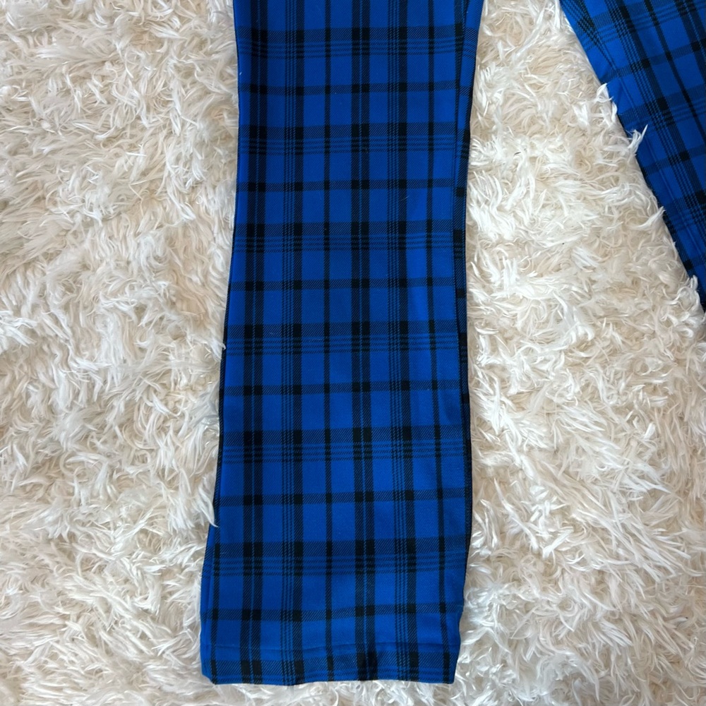 Free People Cobalt Blue Plaid Cropped Pant - Gem